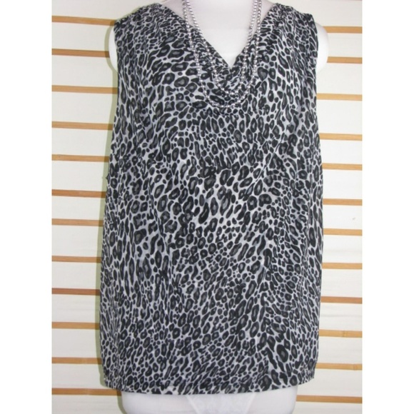 212 Collection | Tops | Sheer Poly Lined Animal Print Draped Neck Top ...